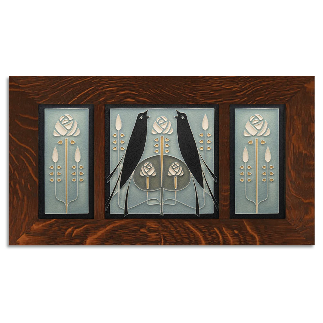 4x8 & 8x8 Songbirds & Long Stem Framed Tile Set | Motawi Tileworks